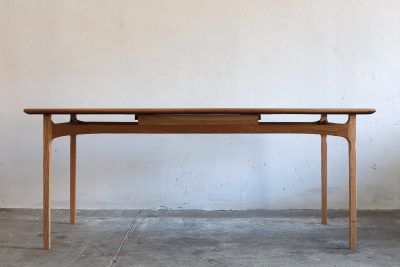 Handcrafted Dining Table. white OAK and Walnut with two drawers.