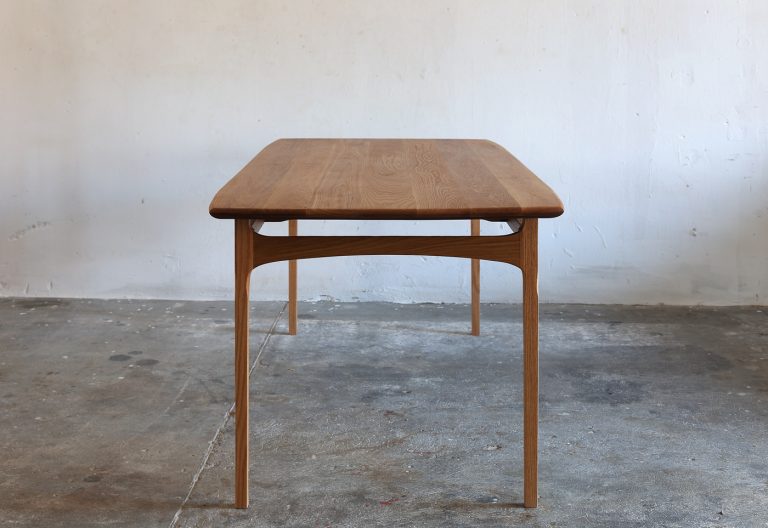 Handcrafted Dining Table. white OAK and Walnut with two drawers.